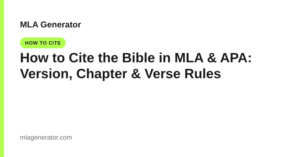 How to Cite the Bible in MLA & APA: Version, Chapter & Verse Rules